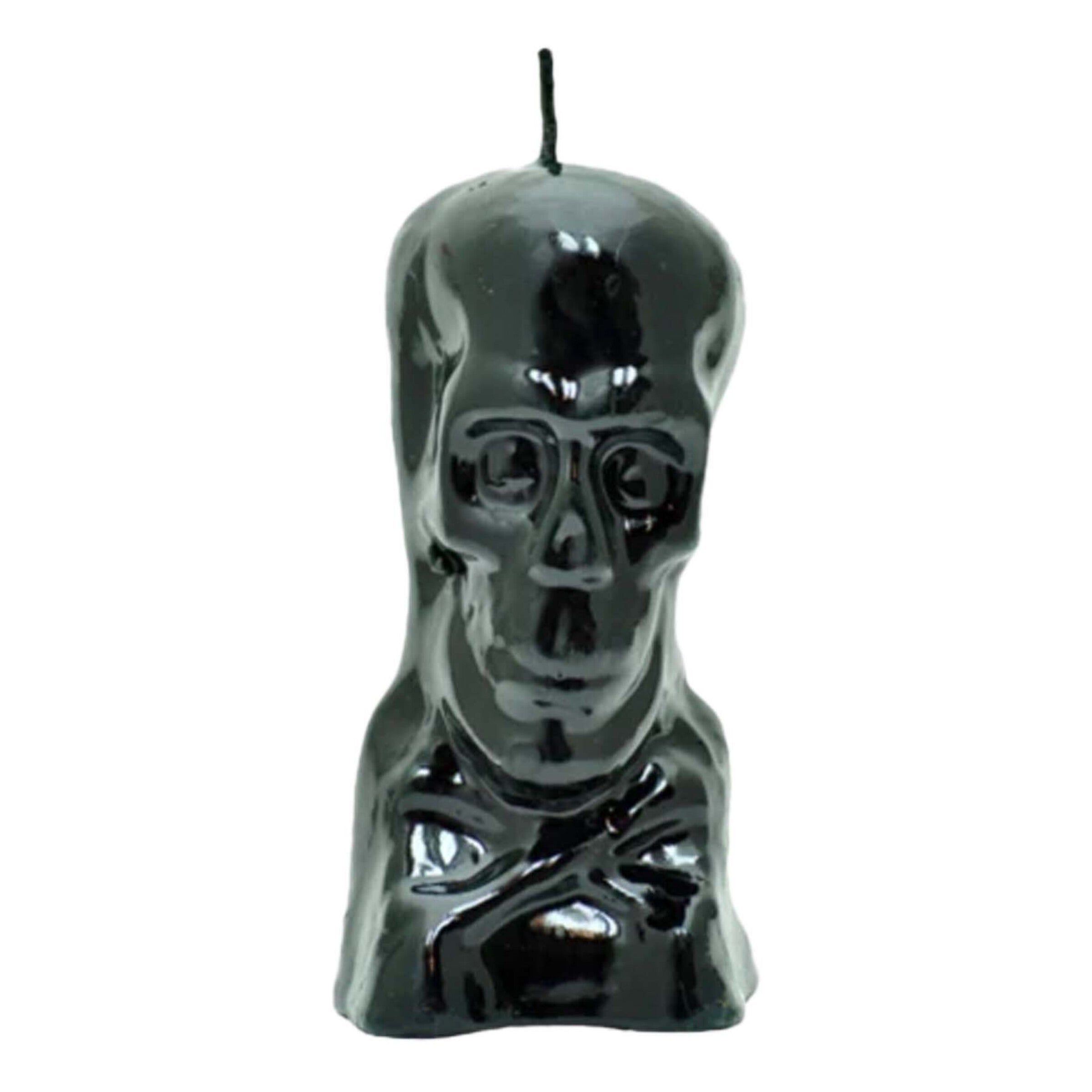 Black Skull Image Candle – The Four of Wands